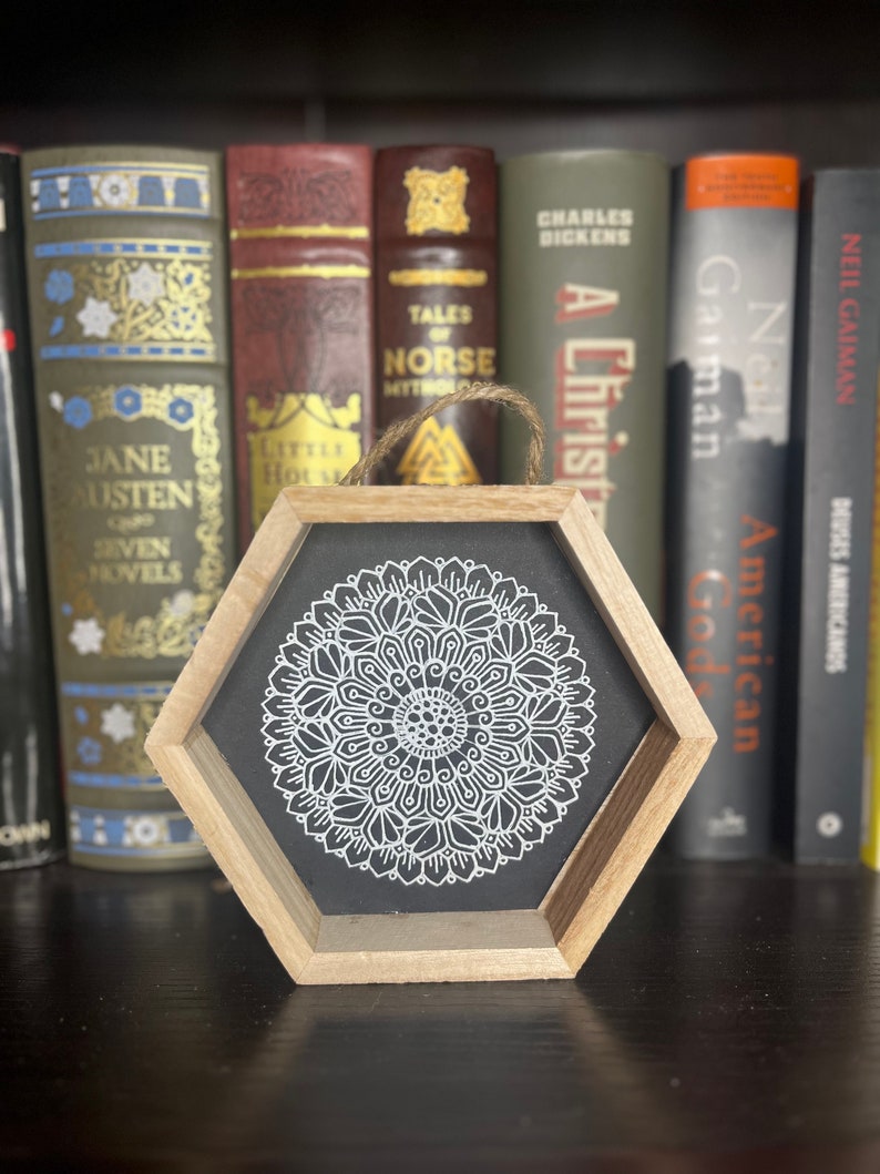 Framed Mandala Rising Moon Wall Decor Original Art - Etsy