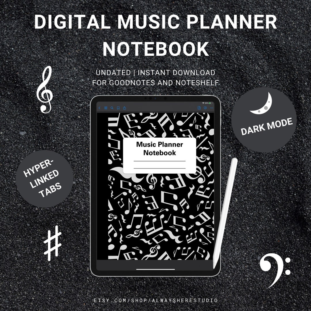 Digital Music Planner Notebook | Dark Mode | iPad Planner, Goodnotes ...