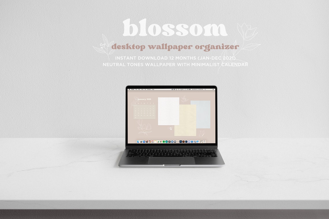 2021 Desktop Wallpaper Organizer Blossom Flowers Bee Calendar Desktop ...