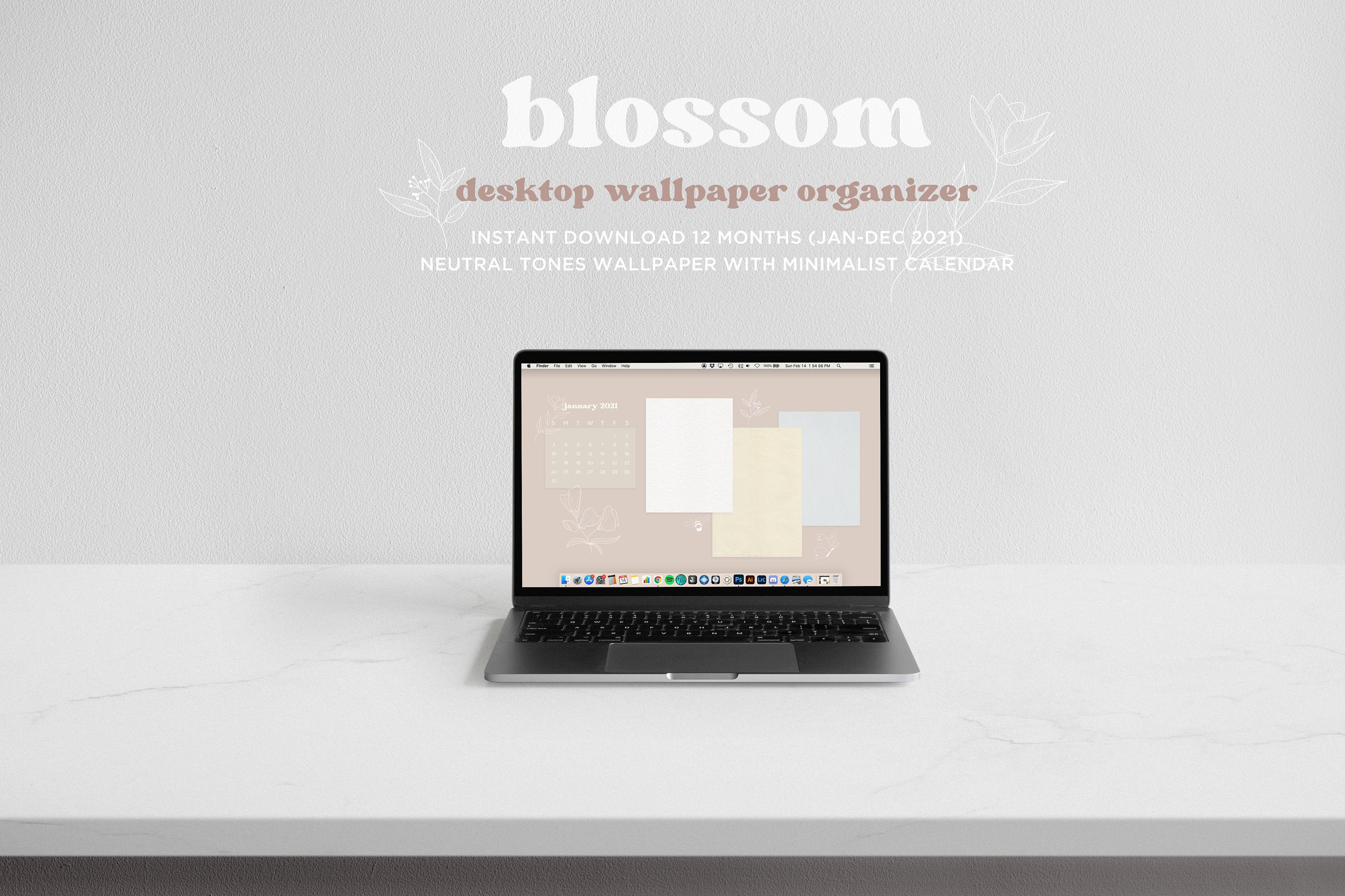 2021 Desktop Wallpaper Organizer Blossom Flowers Bee Calendar Desktop ...