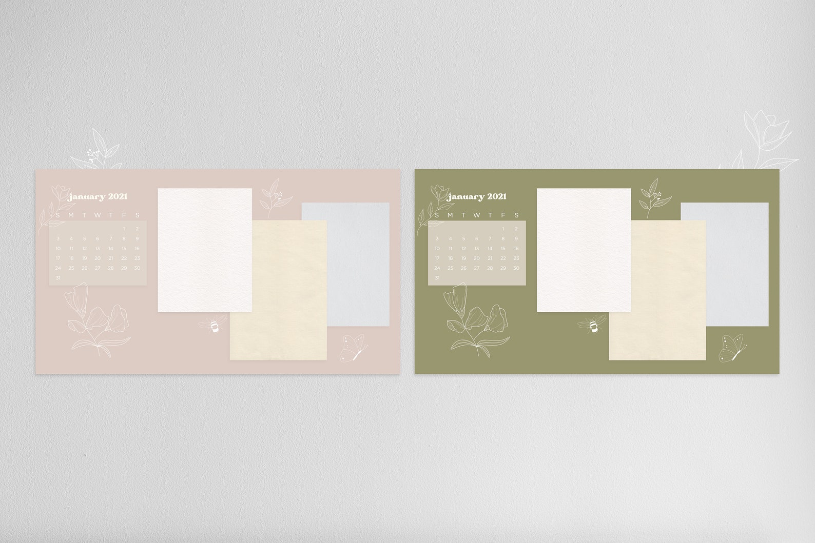 2021 Blossom Desktop Wallpaper Organizer With Earth Tones Calendar ...