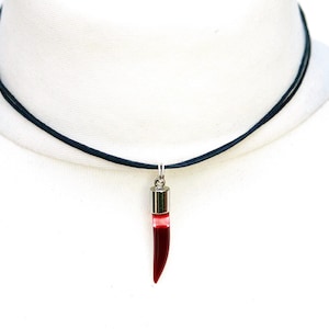 Blood Vial Necklace, Vampire Tooth Glass Fangs Potion Pendant, Gothic ...