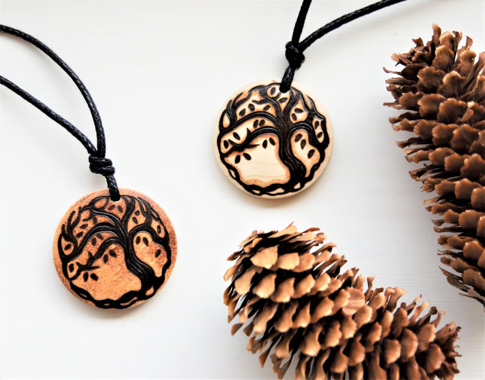 Tree of Life Necklace Pendant Wooden Spiritual Jewellery Personalised ...