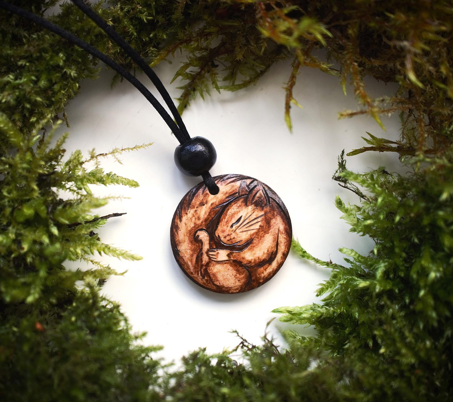 Sleepy Squirrel Pendant Necklace, Wooden Handmade British Wildlife ...