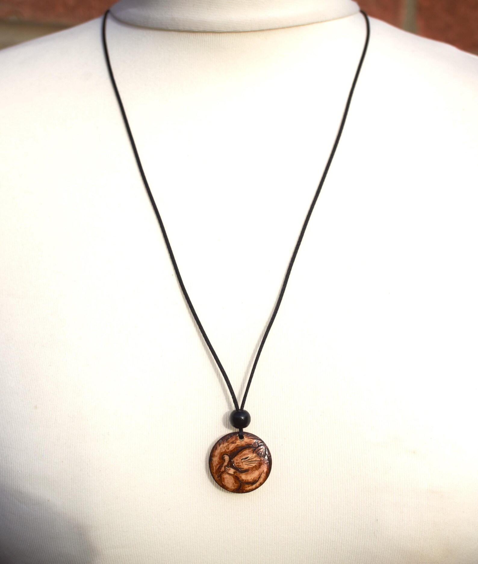 Sleepy Squirrel Pendant Necklace, Wooden Handmade British Wildlife ...