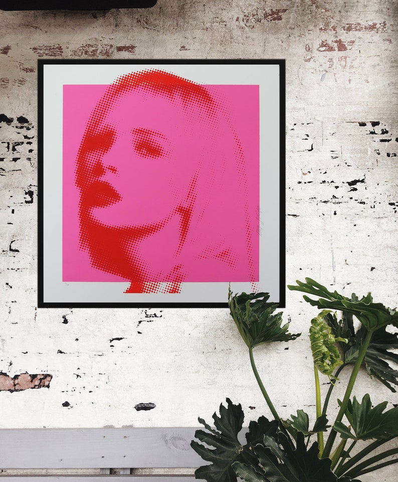 Pink Screen Print Limited Edition Pop Art Portrait Acrylic On