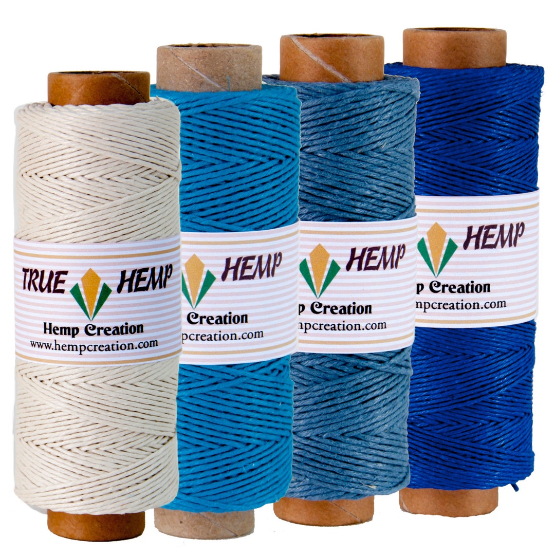 TRUE HEMP Twine Package of 4 Spools Blue Moon 1mm 20lb or 0.5mm 10lb ...