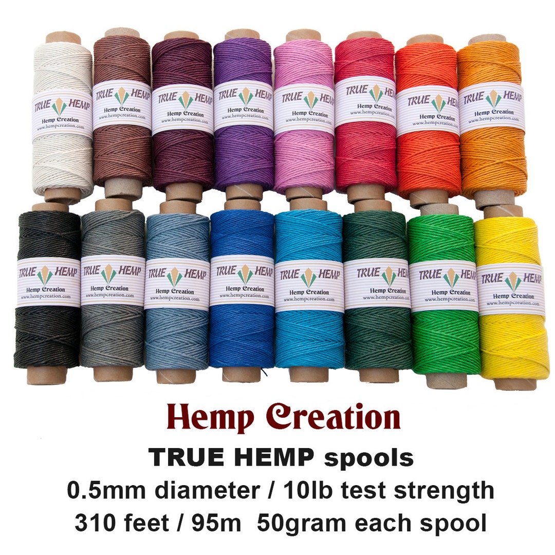 NATURAL HEMP TWINE - Package 5 True Hemp Spools - 0.5mm 10lb - 310feet ...