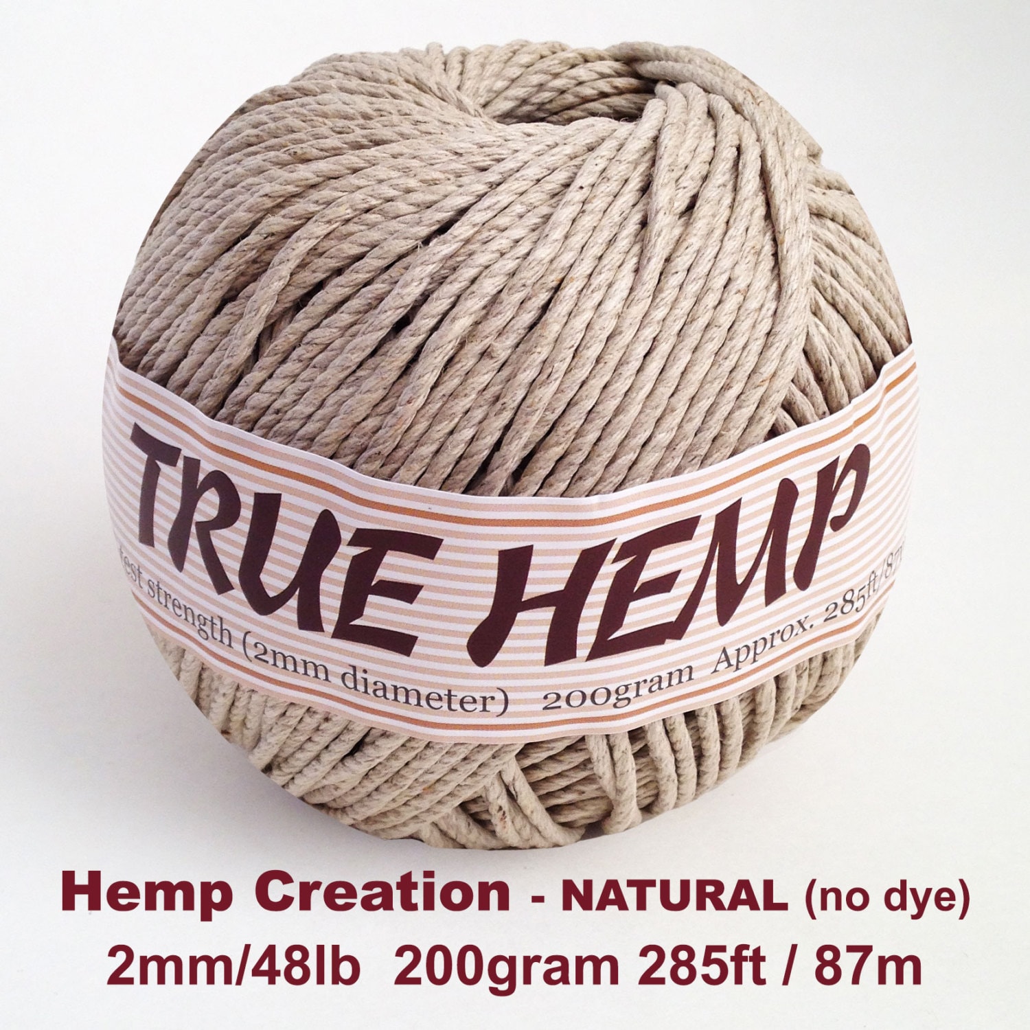 TRUE HEMP Big Ball NATURAL no Dye 2mm 48lb Hempcreation - Etsy