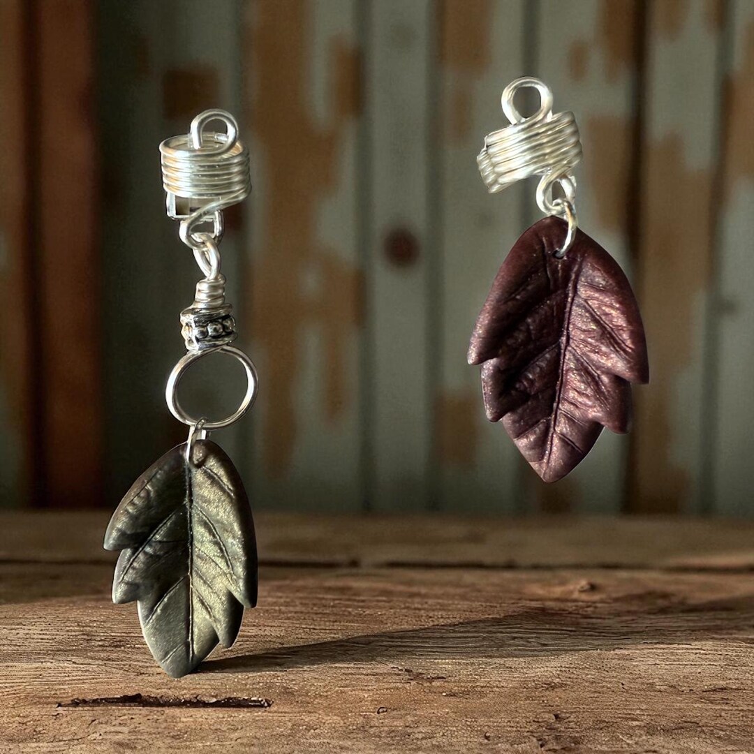 Handmade Leaf Loc Jewelry Set: Wire Wrapped Charms for Braids - Etsy