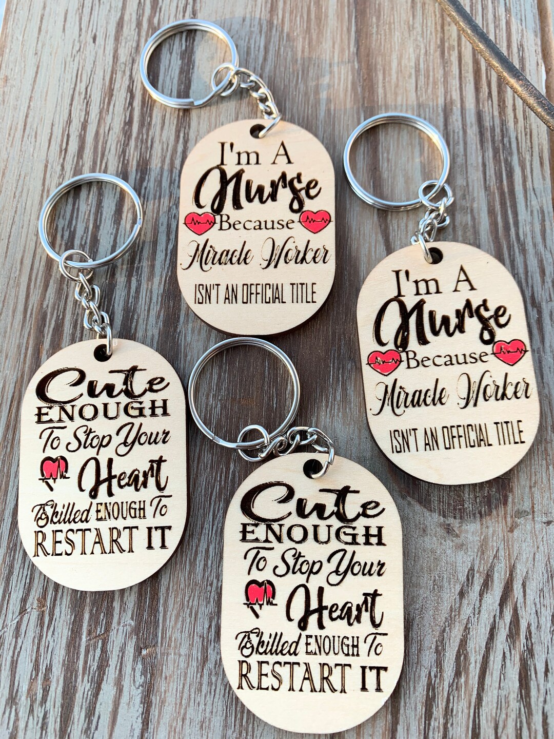 Design's by Cyere Wood Nursing Key Chains - Etsy