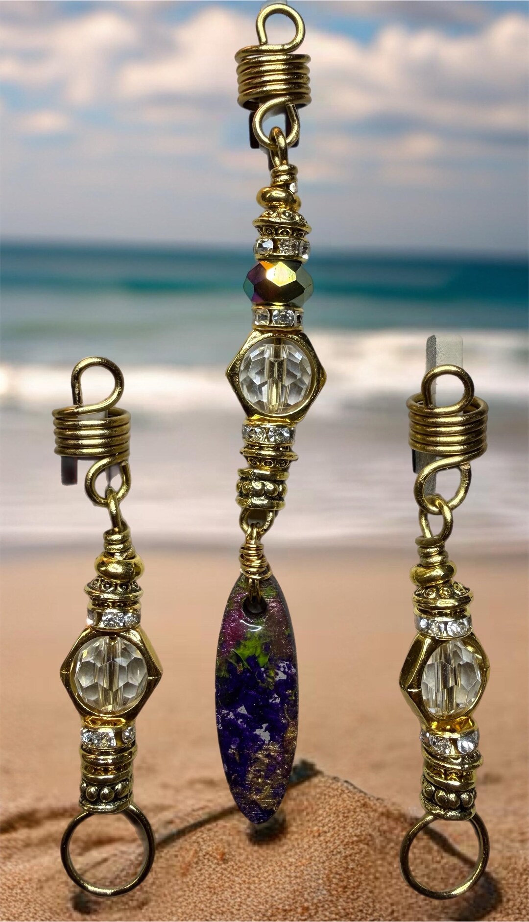 Color Splash Loc Jewelry Collection – Hand-painted Wood Focal Charms ...