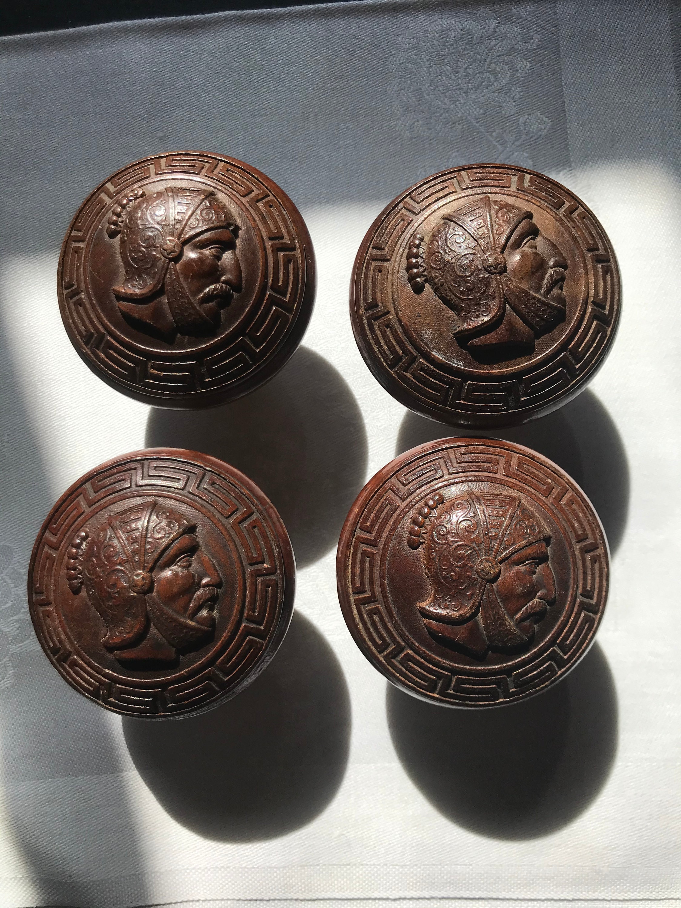 4 Figural Mahogany Greek Warrior Door Knobs - Etsy