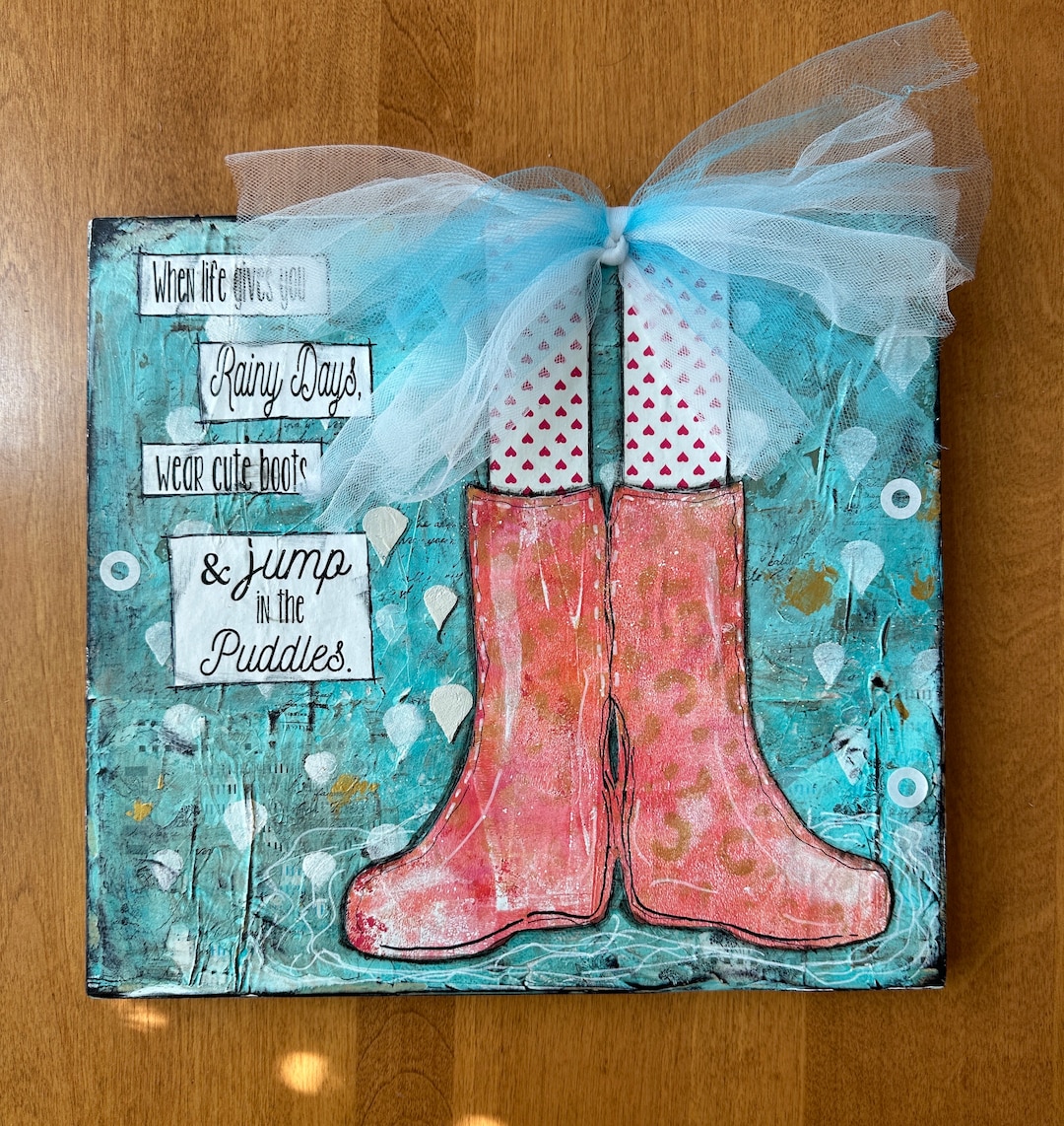 Whimsical Rain Boots Collage Art: Original Mixed Media Painting - Etsy
