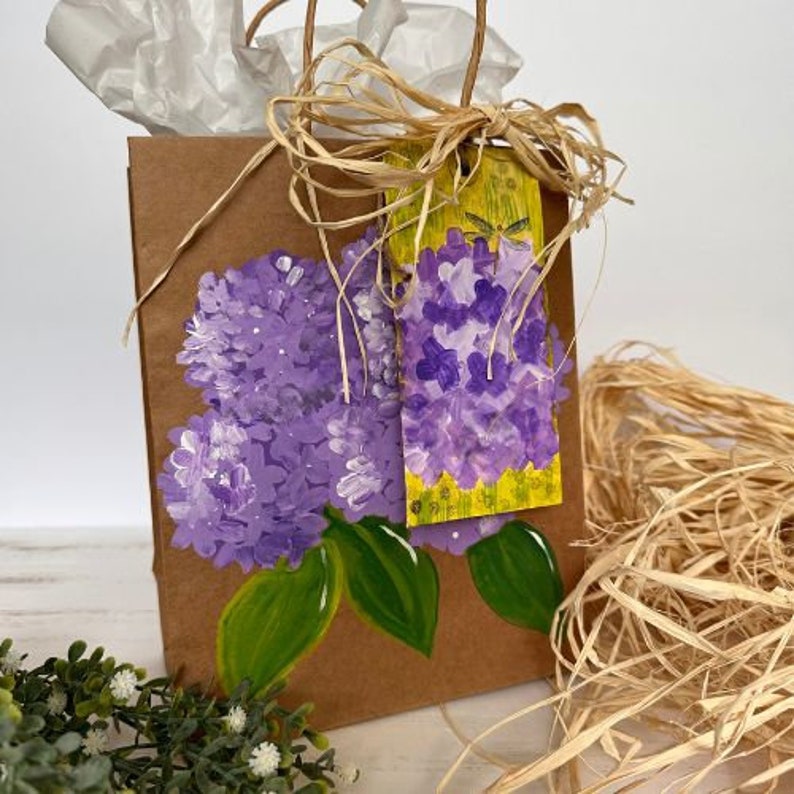 Mother's Day Gift Bag & Tag Set of Five, Hand Painted and Stamped - Etsy