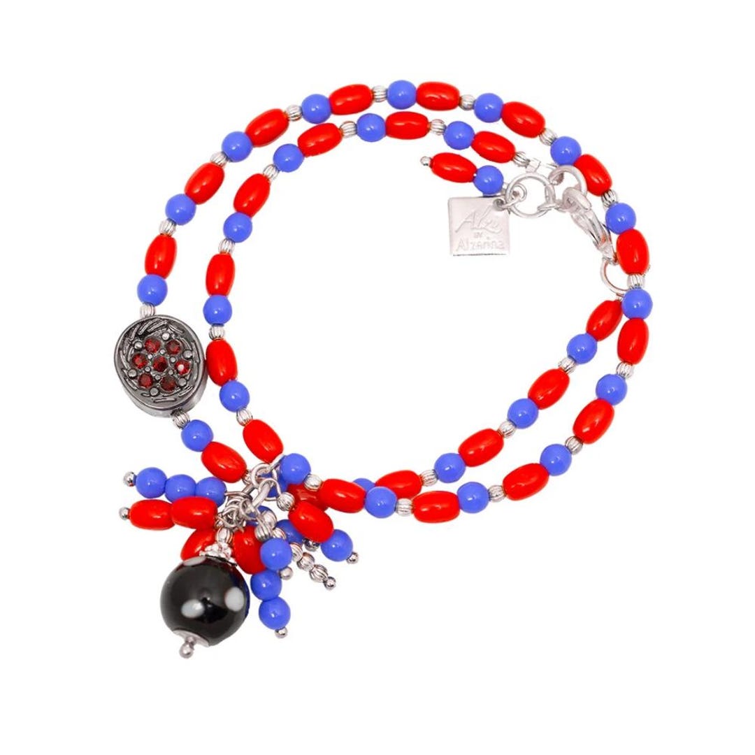 Colorida Bracelet “colorful” – Vintage Double-strand Blue-and-red ...