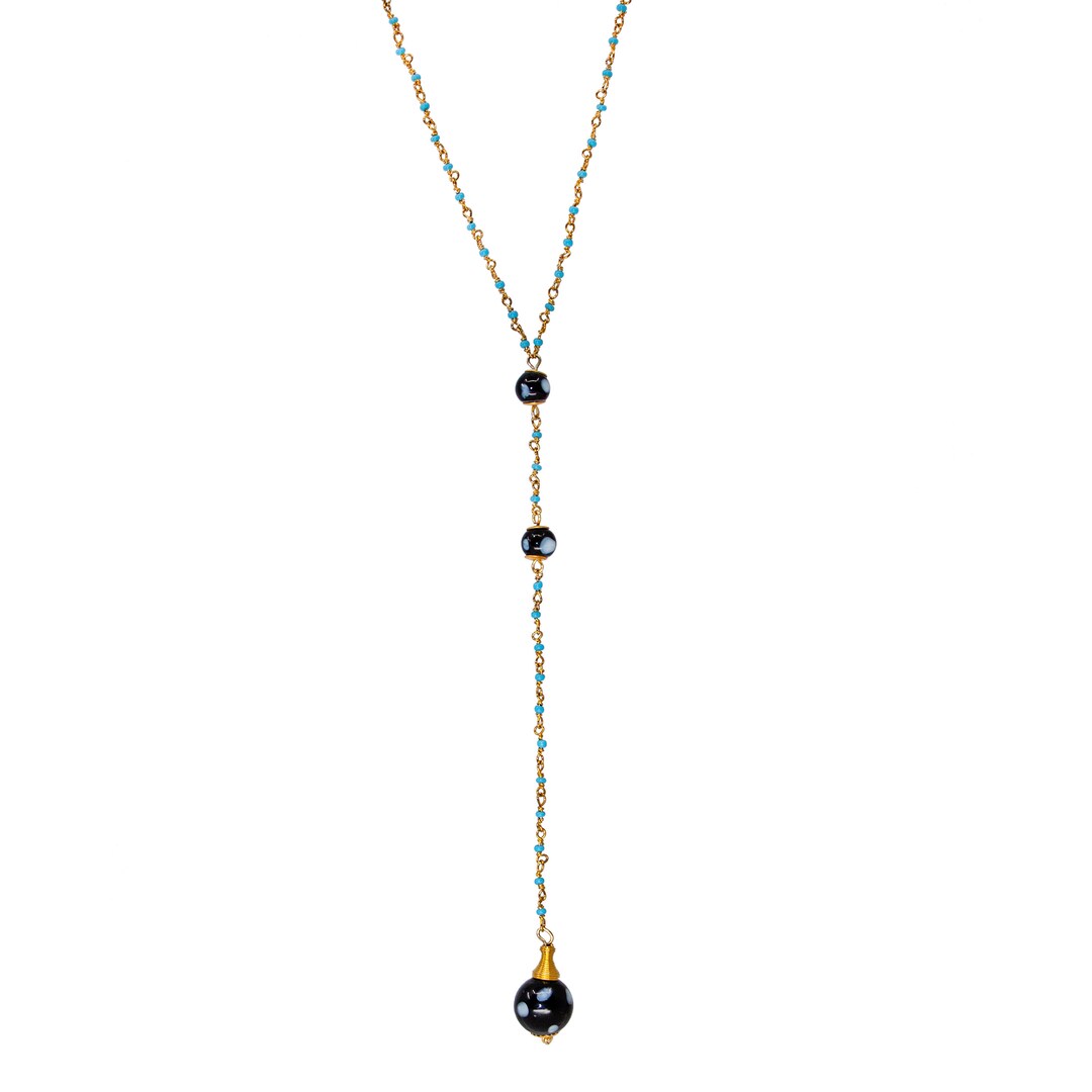 Alzerina Jewelry - Beaded Conta Di Ojo Kaia Lariat Necklace - Y Shaped ...