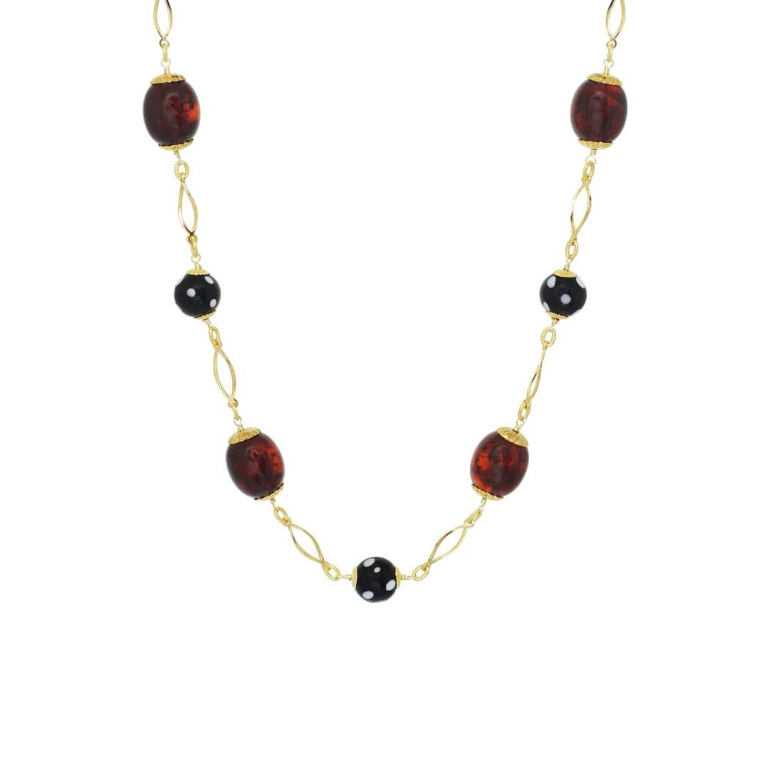 Oh Ninha “my Girl” Necklace – Vintage Red-and-black Station Bead ...