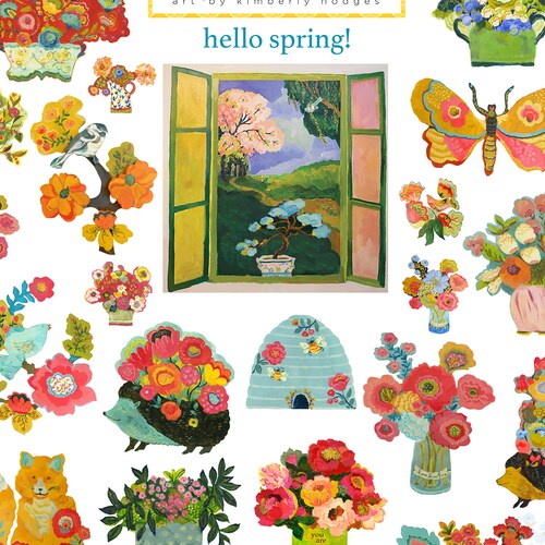 Hello Spring Aesthetic Stickers Flower Sticker Sheet Flower - Etsy