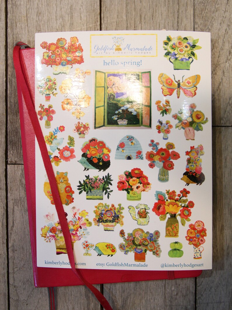 Hello Spring Aesthetic Stickers Flower Sticker Sheet Flower | Etsy