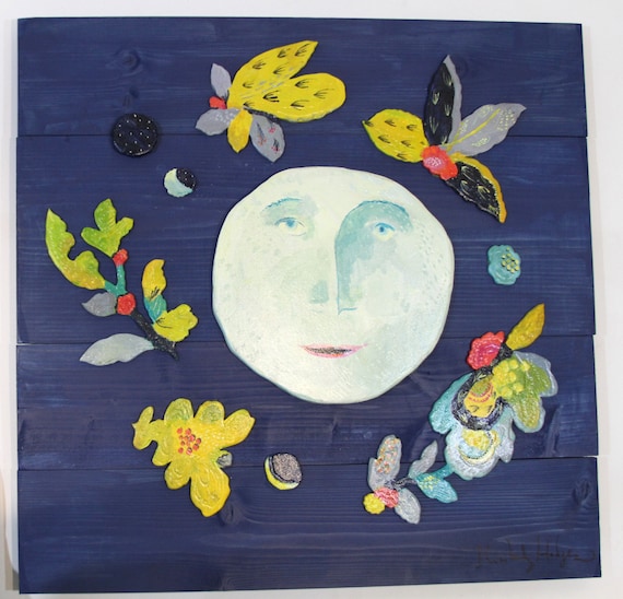 Wild Man in the Moon returns folk art sculpture by Kimberly Hodges ...