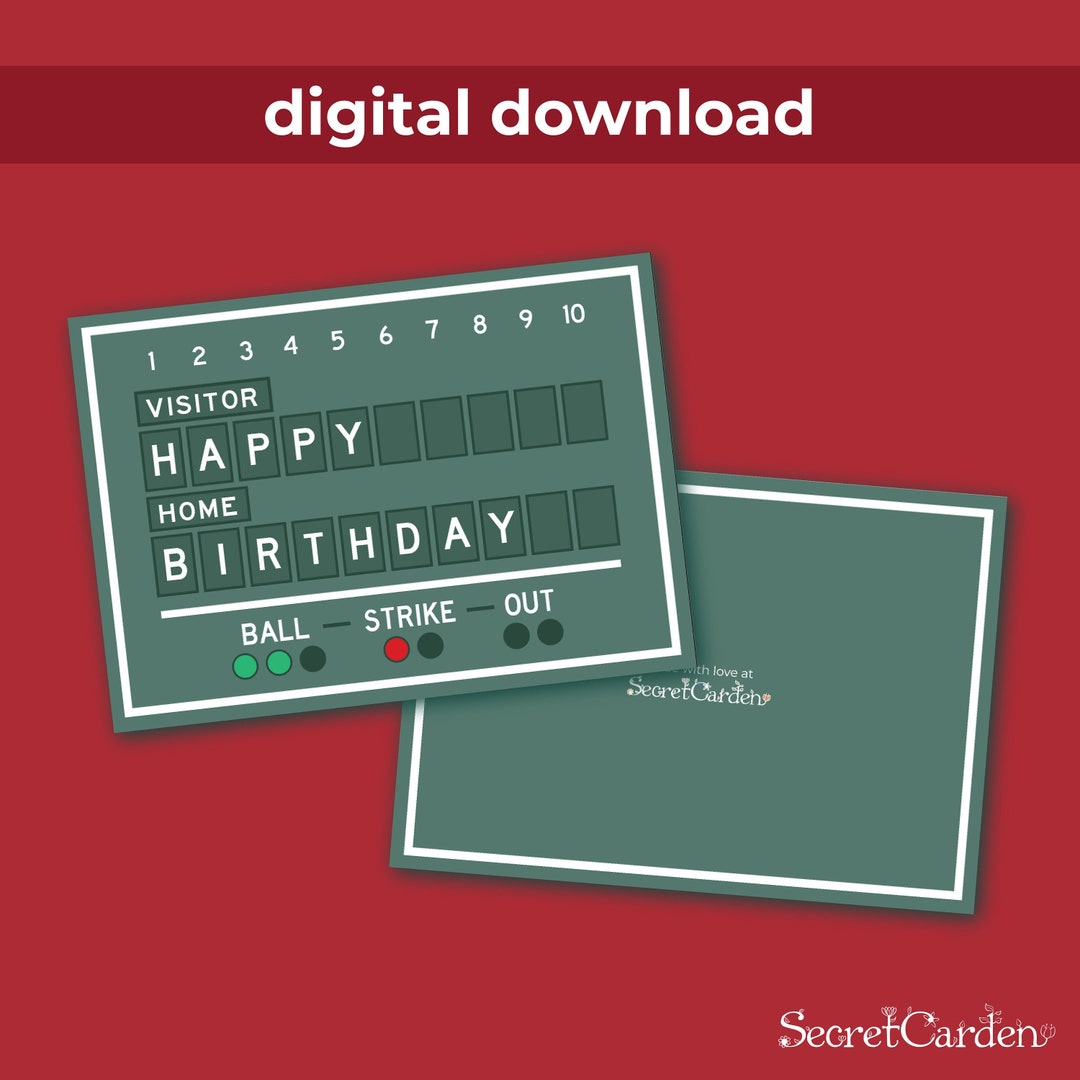 Digital Baseball Scoreboard Happy Birthday - Instant Download - Etsy
