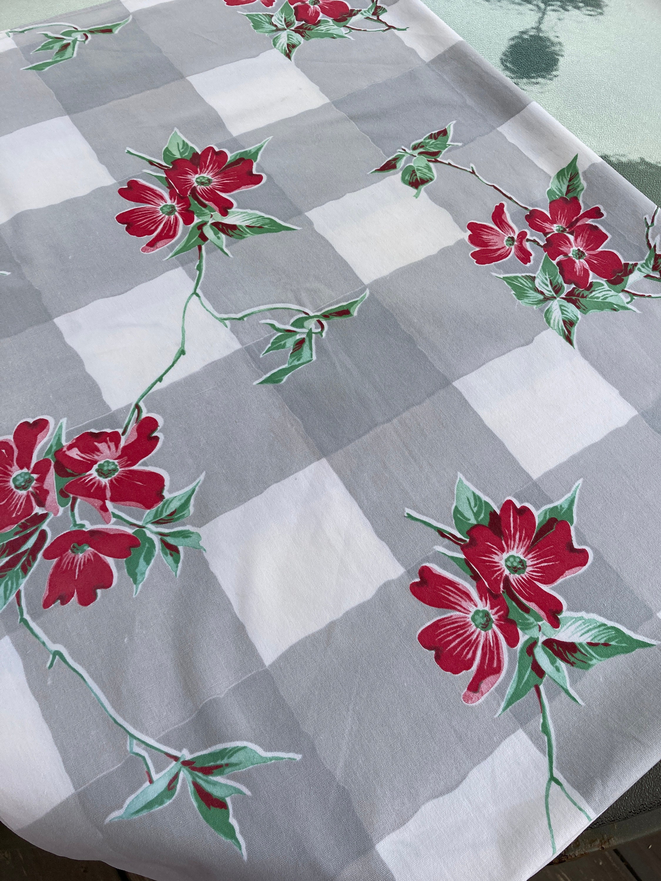 Classic Wilendur red Dogwood Vintage Tablecloth - Etsy