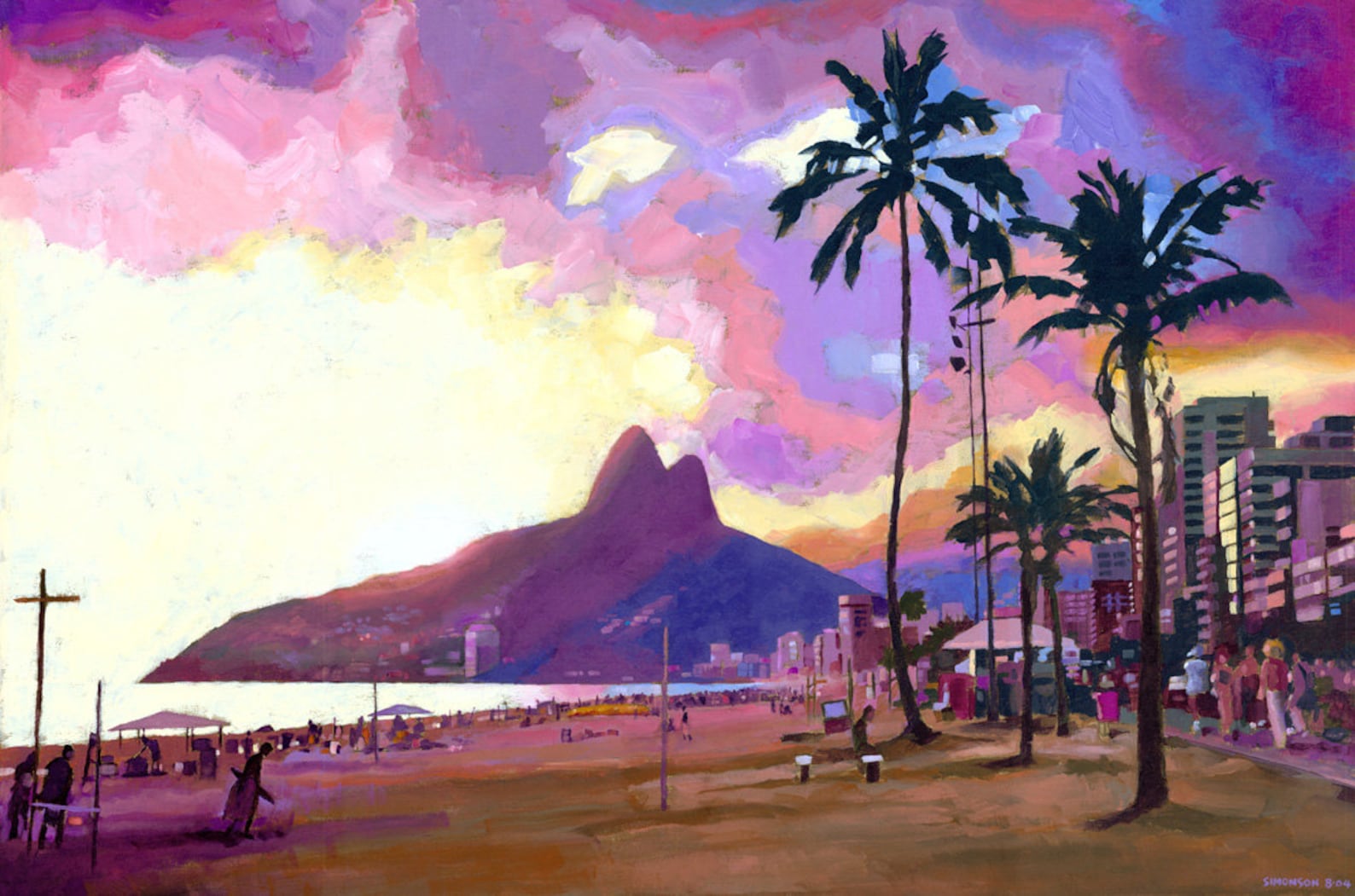 Ipanema Sunset, 8.5x11 or 13x19 Brazilian Beach Landscape, Rio at ...