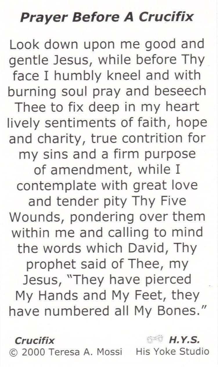 Holy Card Prayer Before A Crucifix With Illustration of Christ on the ...