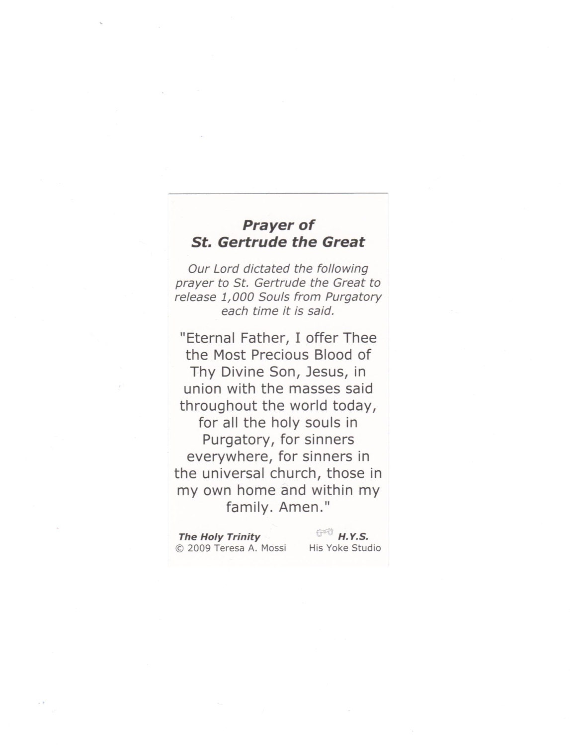 Holy Card Prayer of St. Gertrude the Great With Illustration of the ... Holy Card Prayer of St. Gertrude the Great With Illustration of the ...