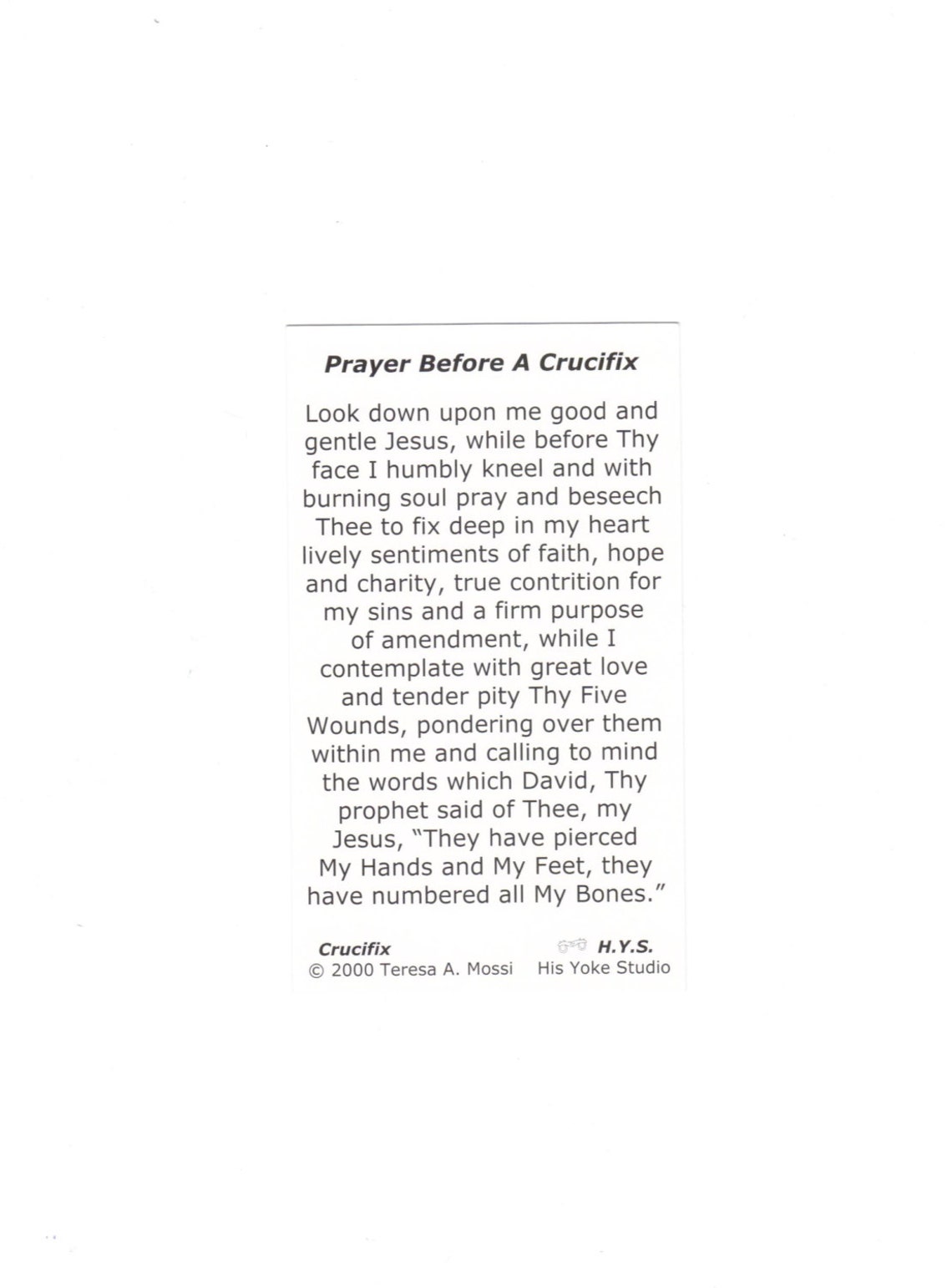 Holy Card Prayer Before A Crucifix With Illustration of Christ on the ...