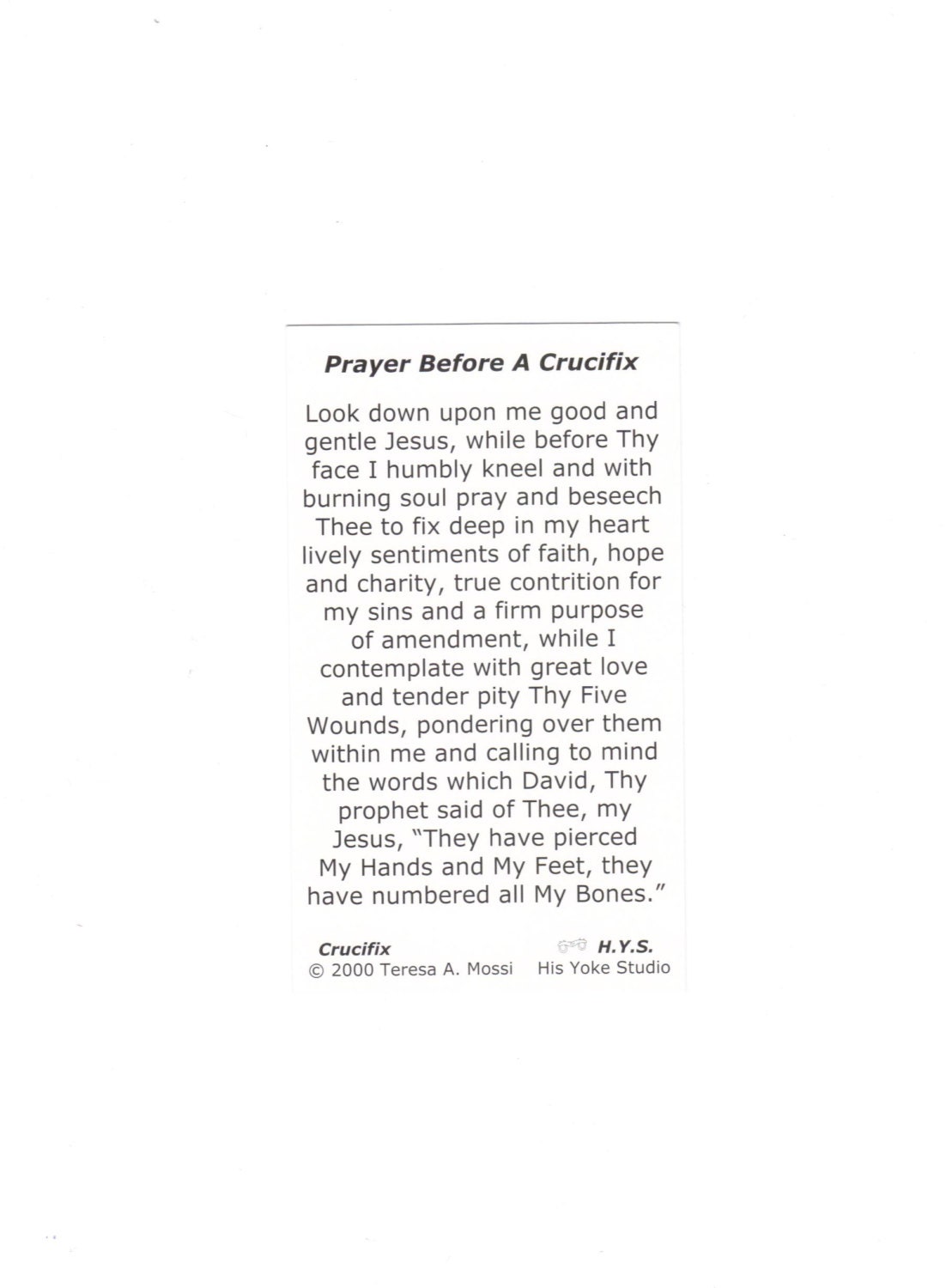 Holy Card Prayer Before A Crucifix With Illustration of Christ on the ...