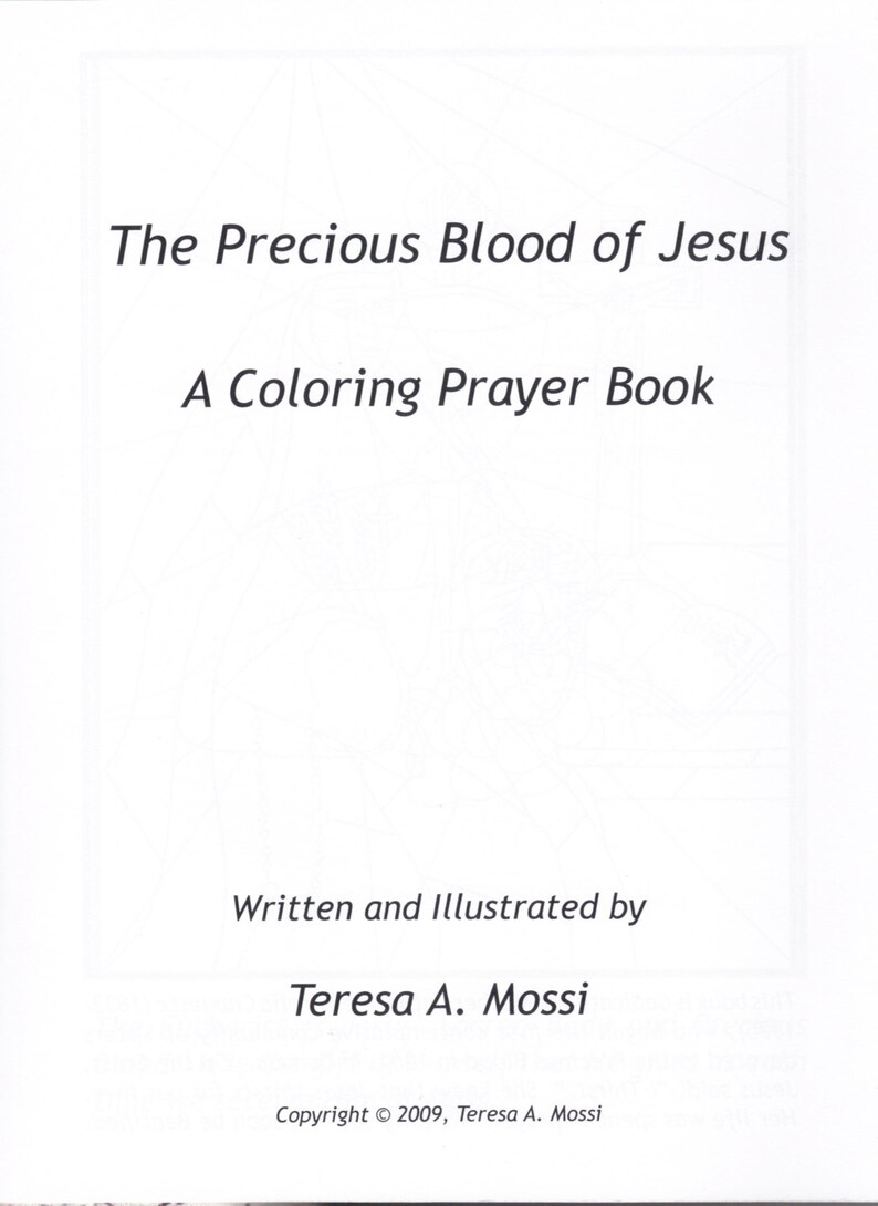 Coloring Book Titled the Precious Blood of Jesus A - Etsy