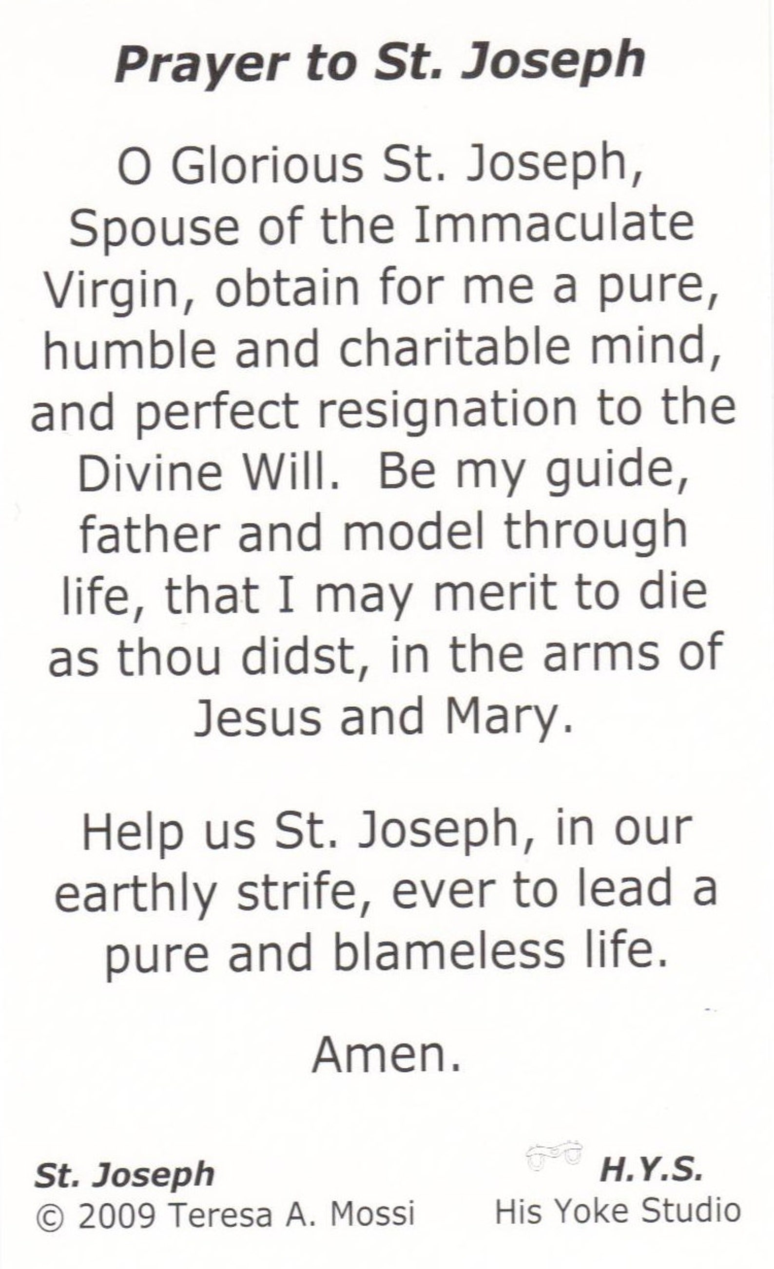 Holy Card Prayer to St. Joseph With Illustration of St. Joseph - Etsy