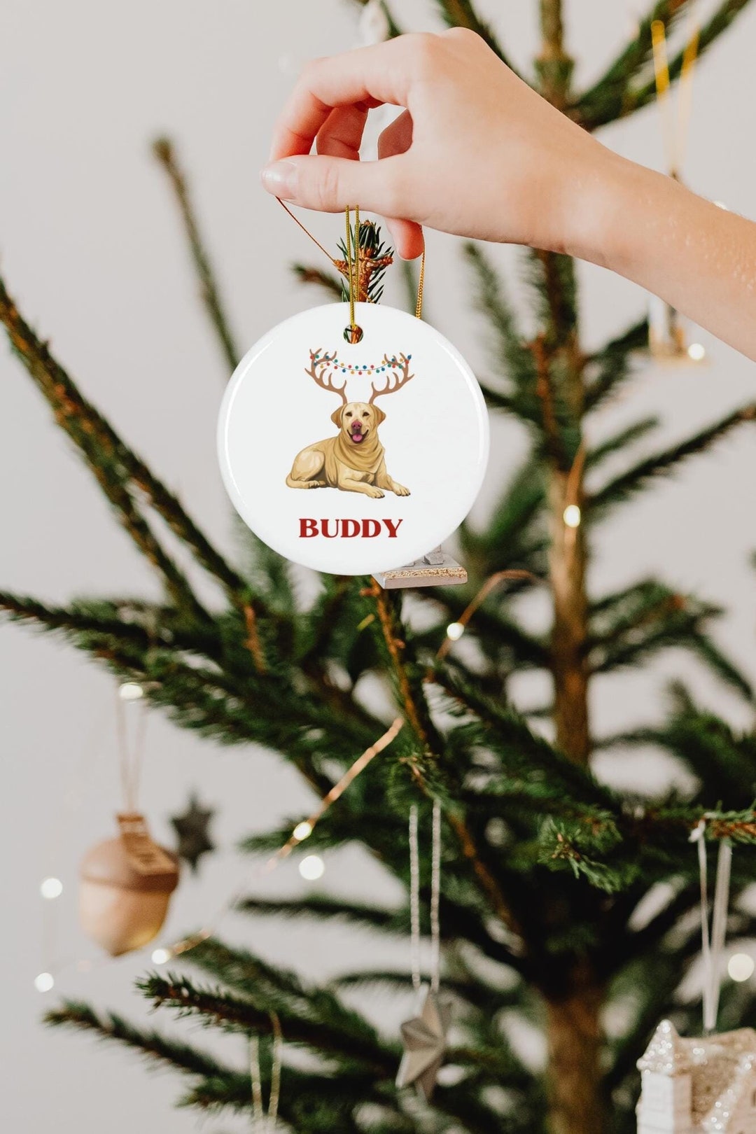 Yellow Lab Christmas Ornament, Personalized Lab Ornament, Lab Christmas ...