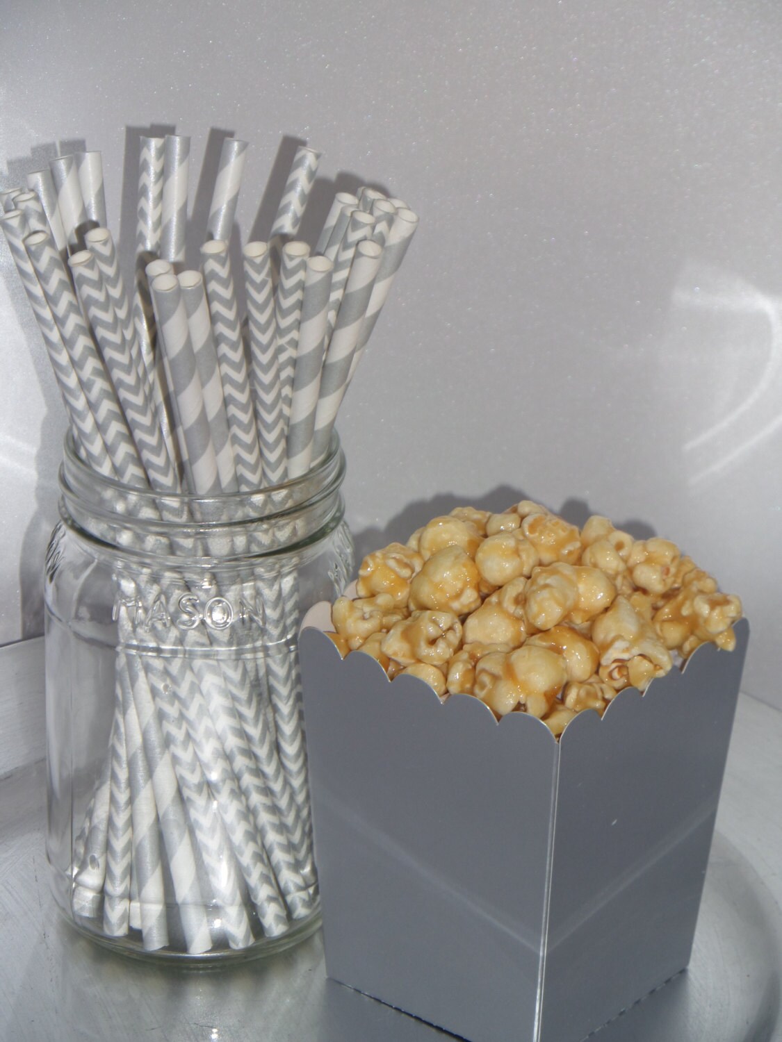 Party Pack Gold or Silver: Popcorn Boxes, Paper Straws - Etsy