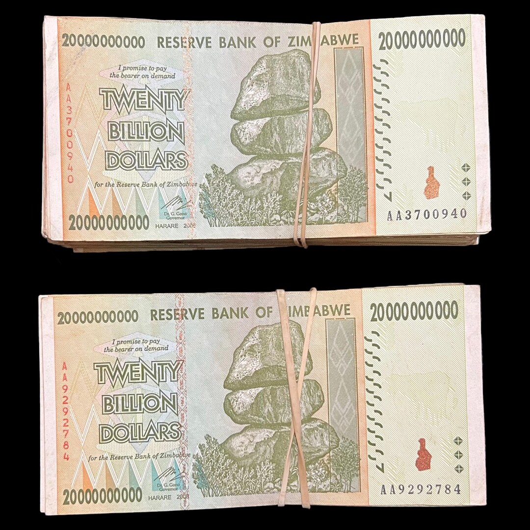 200x Zimbabwe 20 Billion Dollar Bill Banknote Paper Money Currency ...