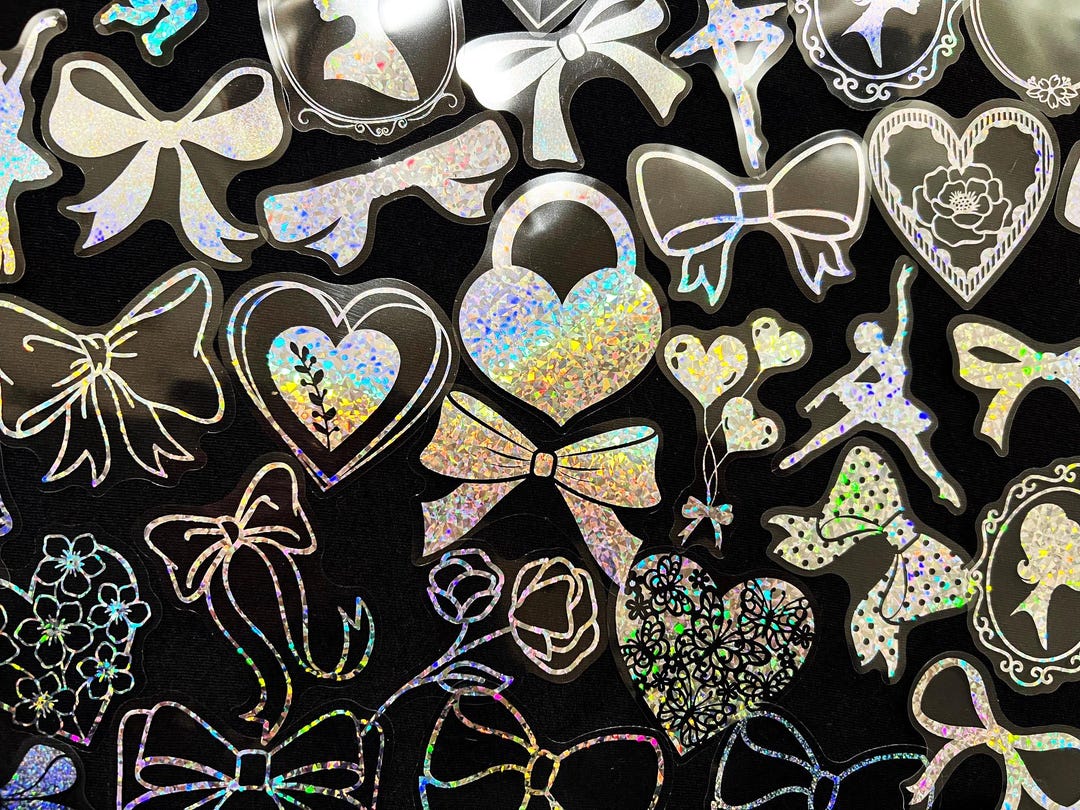 100 Silver Holographic Shiny Stickers Scrapbooking Gifting Theme #MD - Etsy