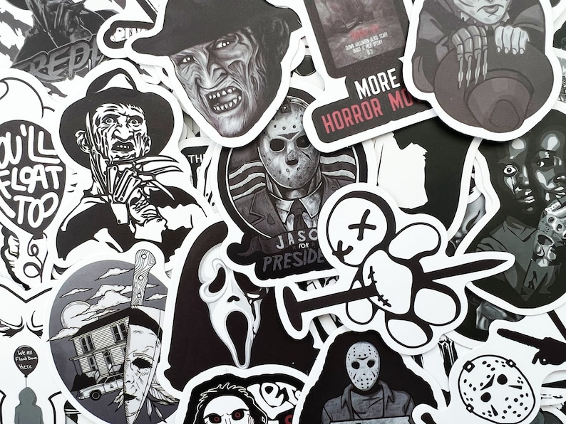 100 Horror Movie Black and White Gothic Laptop Stickers Dark - Etsy