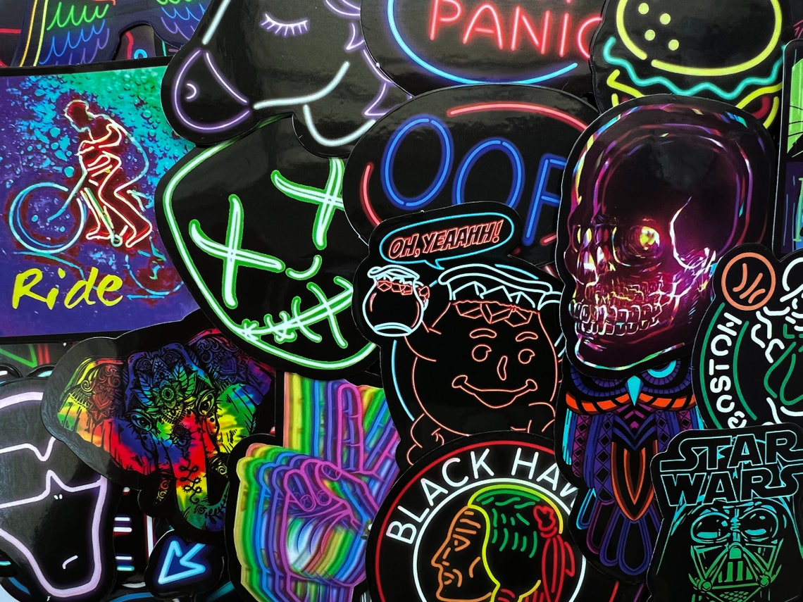 100 Variety Neon Style Stickers Decals for Phone Laptop - Etsy