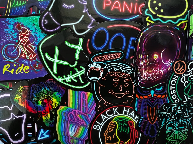 100 Variety Neon Style Stickers Decals for Phone Laptop - Etsy