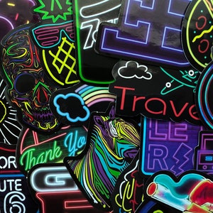 100 Variety Neon Style Stickers Decals for Phone Laptop Decoration Fun ...