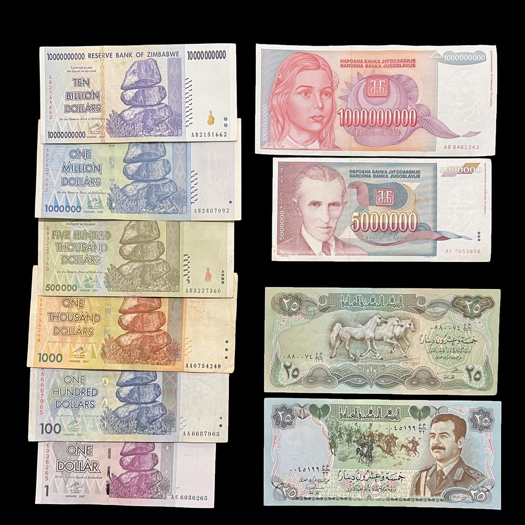10 Banknote Inflation Theme Currency World Money Lot Banknote Set ...
