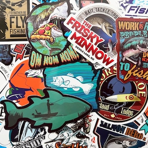 100 Fish Fishing Stickers Pack for Fishermen Tackle Box Dads Boat Car ...