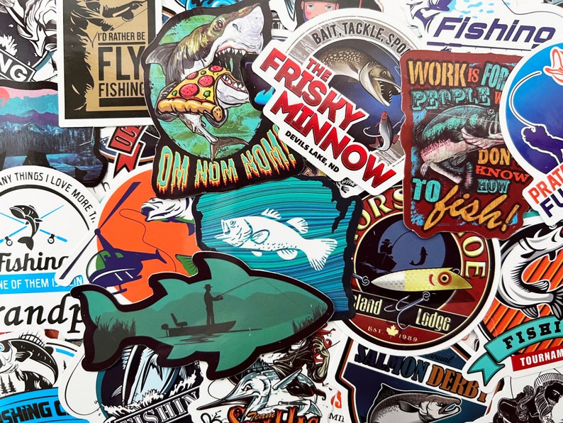 100 Fish Fishing Stickers Pack for Fishermen Tackle Box Dads - Etsy