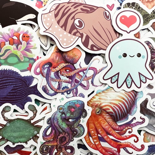 50 Aquatic Marine Ocean Life Stickers Scrapbooking Journal - Etsy
