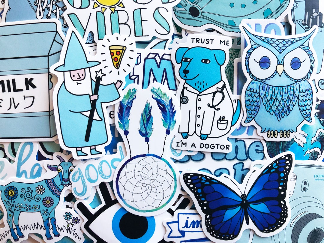 Blue Sticker Pack 10-50 Stickers for Hydroflask Laptop Decals - Etsy