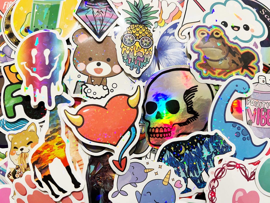 3000 Random Bulk Shiny Stickers Lot Holographic Pack Reflective Holo ...