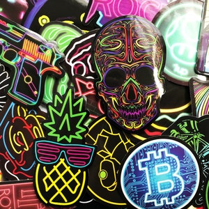 50 Variety Neon Style Stickers Fun Decals - Etsy