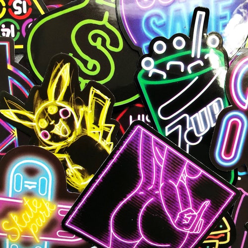 50 Variety Neon Style Stickers Fun Decals - Etsy